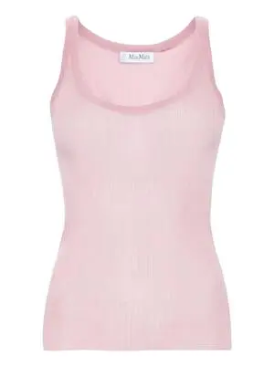 Max Mara Fine-ribbed Semi-sheer Top - Pink