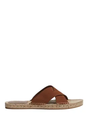 Zegna Crossover Strap Suede Sandals - Brown