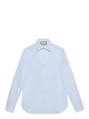 Gucci Cotton Poplin Shirt With Double G - Blue