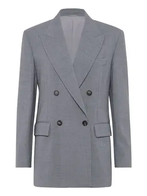 Brunello Cucinelli Double-breasted Wool Blazer - Grey