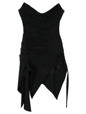MUGLER Asymmetric Bustier Mini Dress - Black