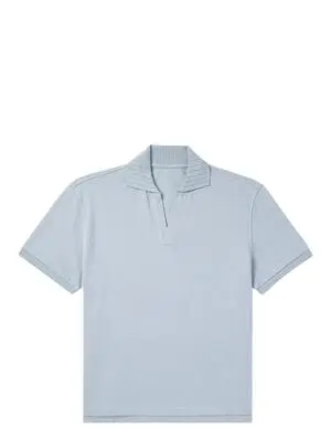 STOFFA Cotton-piqué Polo Shirt - Blue