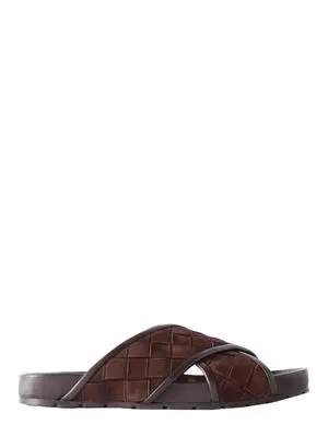Bottega Veneta Tarik Intrecciato Suede Sandals - Brown