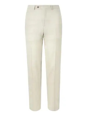 Rubinacci Luca Tapered Herringbone Linen Trousers - Neutrals
