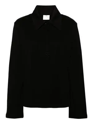 COURREGES Piqué Cotton Polo Shirt - Black