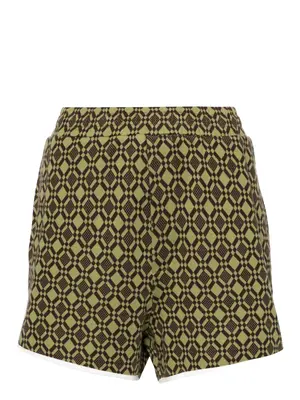 WALES BONNER Selassie Jacquard Shorts - Green