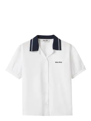 MIU MIU Miu Miu Logo-Embroidered Poplin Shirt