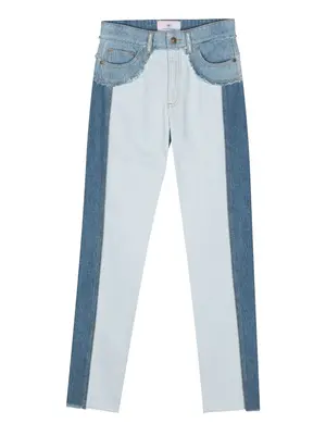 CHIARA FERRAGNI Contrast Fringed Tapered Jeans - Blue