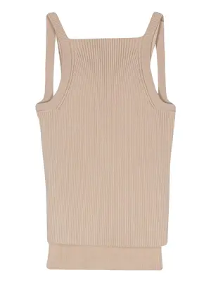 Emporio Armani Layered Ribbed-knit Tank Top - Neutrals