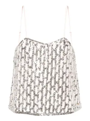 FORTE_FORTE Sequin-embellished Sleeveless Top - Silver