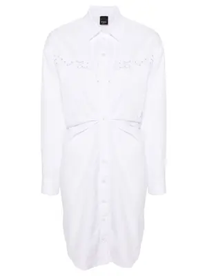 Pinko Eyelet-detail Cotton Shirtdress - White