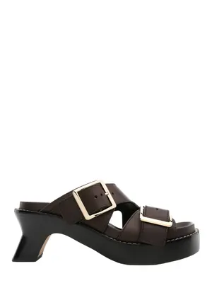 Loewe 70mm Buckled Leather Mules - Brown