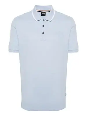 BOSS Logo-print Piqué Polo Shirt - Blue
