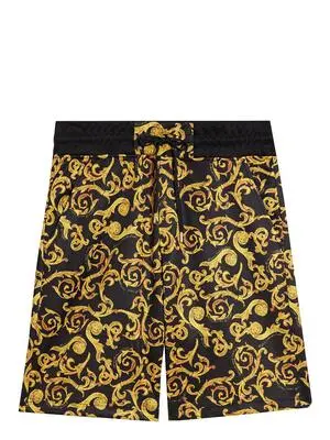 Versace Printed Jersey Drawstring Shorts - Yellow