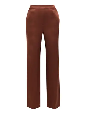 JOSEPH Tova Silk-satin Straight-leg Pants - Brown