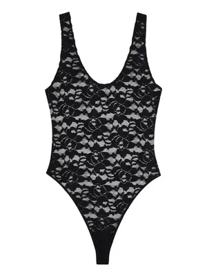 ANINE BING Alysha Floral-lace Bodysuit - Black