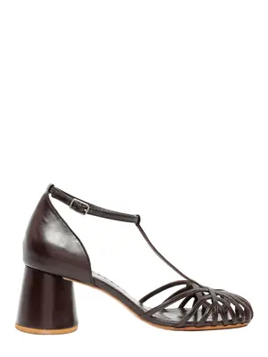 STUDIO CHOFAKIAN Eugenie 65mm Caged Leather Pumps - Brown
