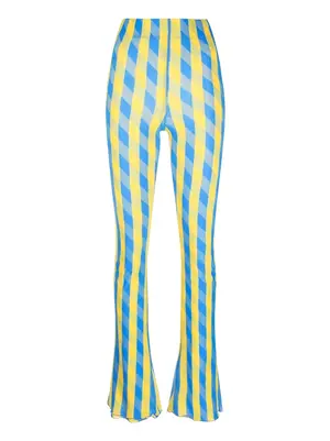 Sunnei Stripe Checked Slim-fit Trousers - Blue