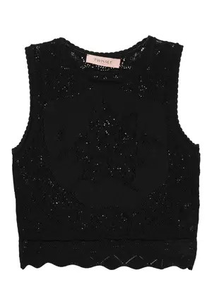 TWINSET Crochet-knit Crop Top - Black
