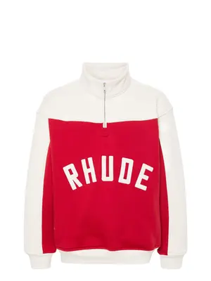 Rhude Contrast Varsity Cotton Sweatshirt - Red