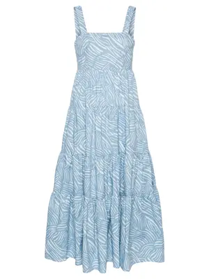 Michael Kors Zebra-print Tiered Midi Dress - Blue