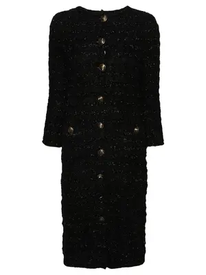 Balenciaga Tweed Button-up Dress - Black