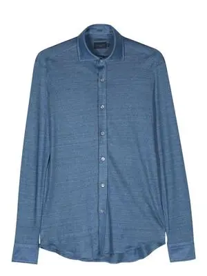 Paul & Shark Spread-collar Linen Shirt - Blue