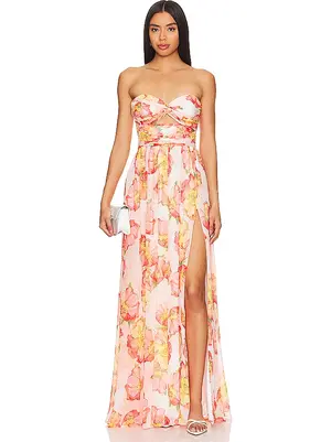 Katie May Adele Gown - Apricot Poppy
