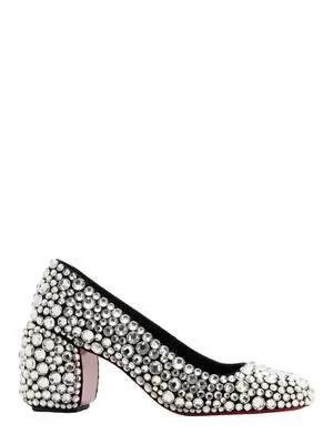 CHRISTIAN LOUBOUTIN Minny Maxi 70mm Crystal-embellished Suede Pumps - Black