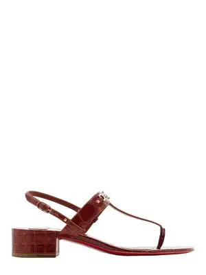 CHRISTIAN LOUBOUTIN Mj Thong 25mm Croc-embossed Leather Sandals - Brown