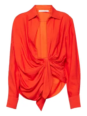 Jacquemus La Chemise Bahia Gathered Shirt - Orange