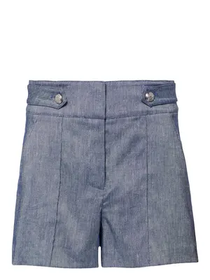Veronica Beard Runo High-rise Linen-blend Shorts - Blue