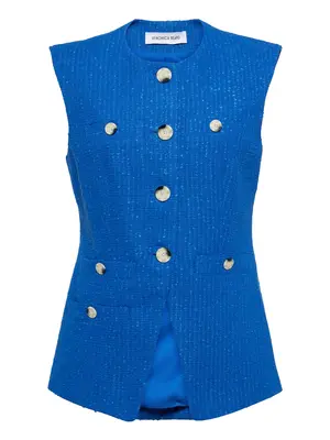 Veronica Beard Tamara Cotton-blend Tweed Vest - Blue