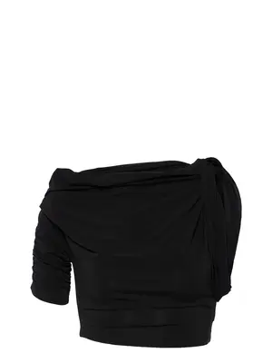 Jacquemus Le Haut Drapeado Jersey Crop Top - Black