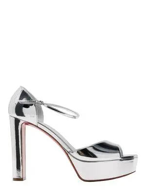 CHRISTIAN LOUBOUTIN Metallic Platform Sandals - Silver