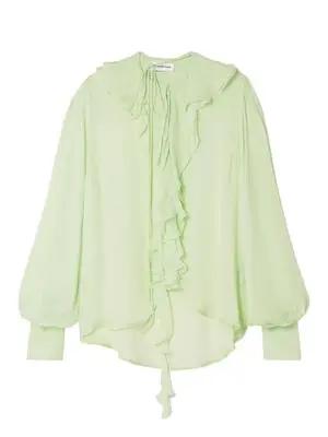Victoria Beckham Romantic Tie-detailed Blouse - Green