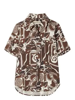 Mara Hoffman Finn Printed Hemp Shirt - Brown