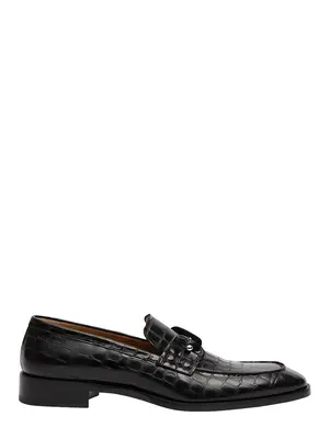 CHRISTIAN LOUBOUTIN Chambelimoc Croc-embossed Loafers - Black