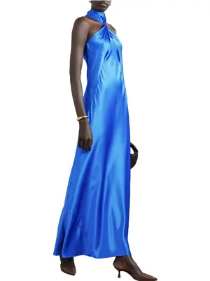 GALVAN Portico Satin Halterneck Gown