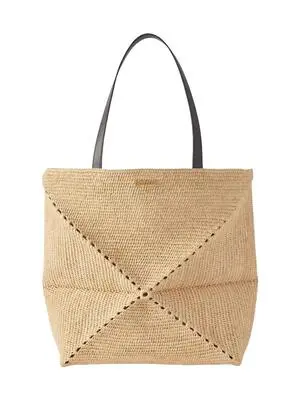 Loewe Paula's Ibiza Puzzle Fold Raffia Tote - Neutrals