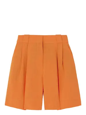 BLAZÉ MILANO Rox Star Fell Pleated Grain De Poudre Shorts - Orange