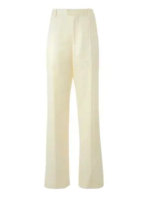 Bottega Veneta Embroidered Linen Straight-leg Pants - Neutrals