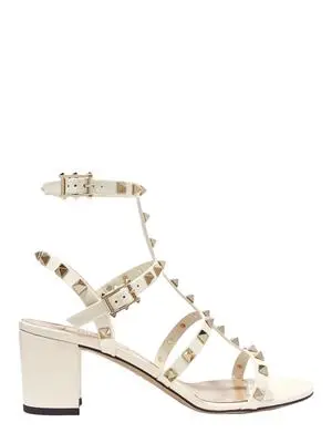 Valentino Garavani The Rockstud 60 Patent-leather Sandals - Ivory