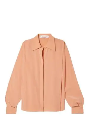 Another Tomorrow Net Sustain Convertible Peace Silk Shirt - Orange