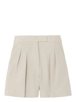 Max Mara Max Mara Jessica Pleated Cotton Shorts Beige