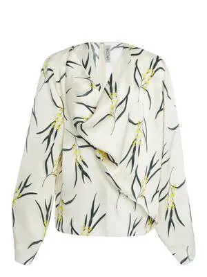 DEL CORE Printed Draped Georgette Blouse