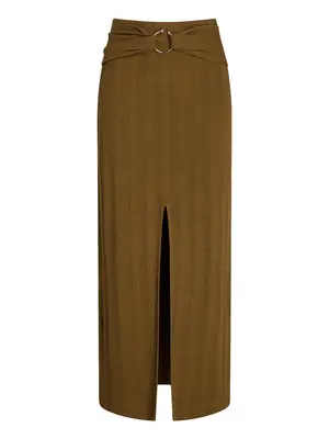 Nanushka Muyta Ribbed Cotton-blend Midi Skirt - Brown