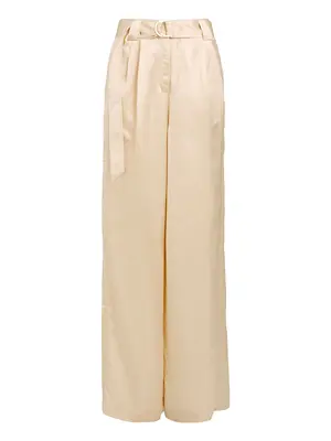 Zimmermann Pleated Shantung Wide-leg Pants - Cream