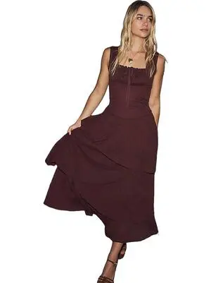 Free People In My Dreams Midi Dress - Bitter Chocolate