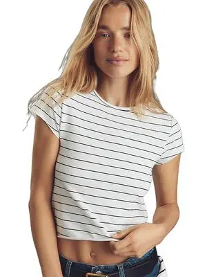 Anthropologie The Evan Raw-edge Tee - White & Black Stripe